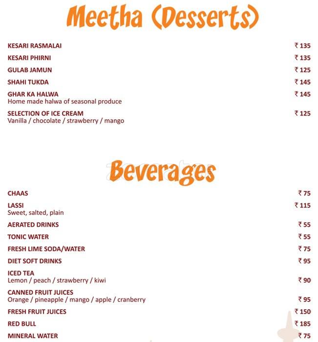 Menu at Kazan, Mumbai, Oberoi Chambers