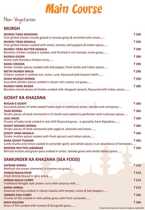 Menu at Kazan, Mumbai, Oberoi Chambers