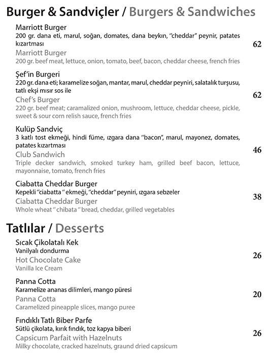 Menu at Orange Southern Mediterranean Grill - İstanbul Marriott Hotel ...