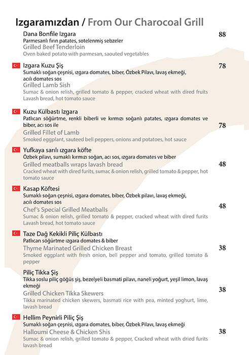 Menu at Orange Southern Mediterranean Grill - İstanbul Marriott Hotel ...