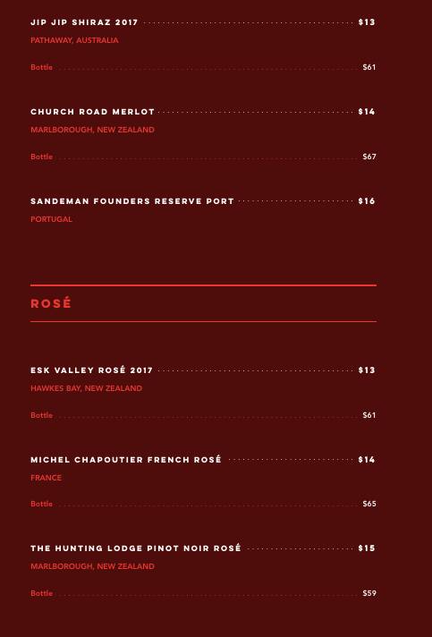 Menu at Pinchos Bar, Auckland