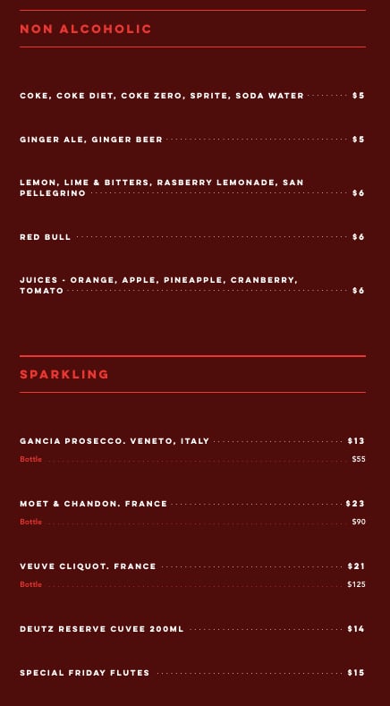 Menu at Pinchos Bar, Auckland