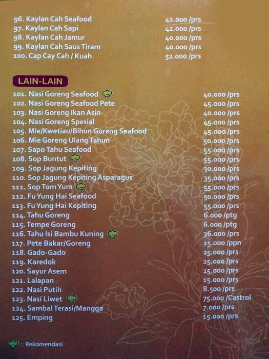 Menu at Rumah Makan Bambu Kuning restaurant, Tangerang