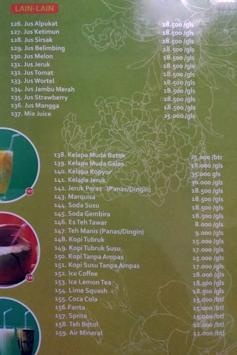 Menu at Rumah Makan Bambu Kuning restaurant, Tangerang