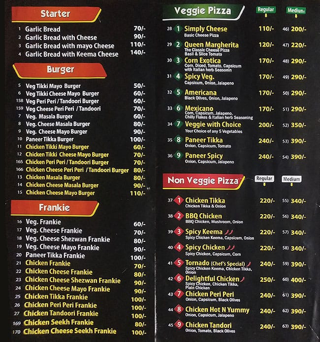 Menu of Cheezy Bytzz, Jogeshwari, Mumbai
