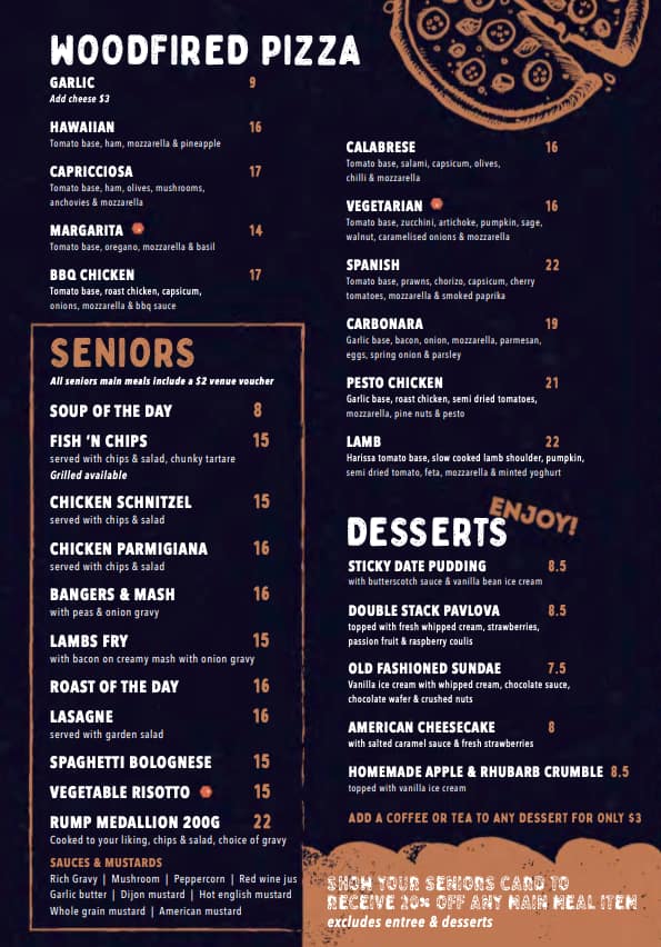 Menu at Bridge Inn Hotel pub & bar, Mernda