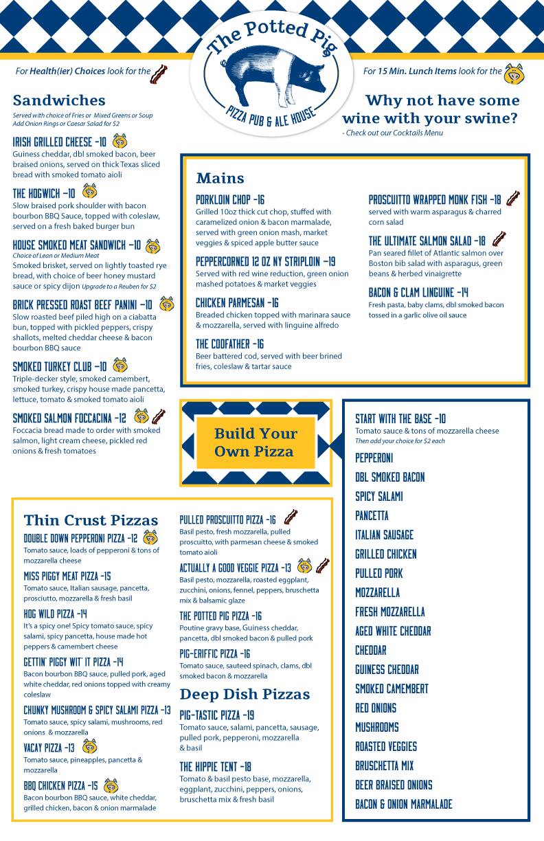 The Potted Pig Menu, Menu for The Potted Pig, Barrie, Barrie ...