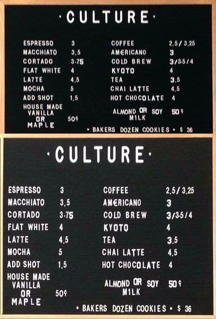 Culture Espresso Menu, Menu for Culture Espresso, Midtown, New York ...