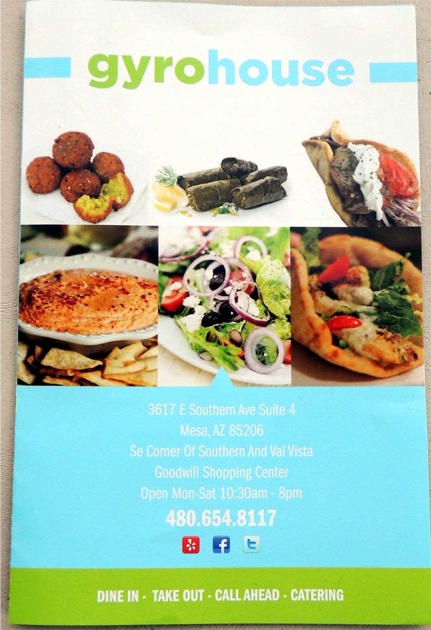 Menu at Gyro House pizzeria, Mesa