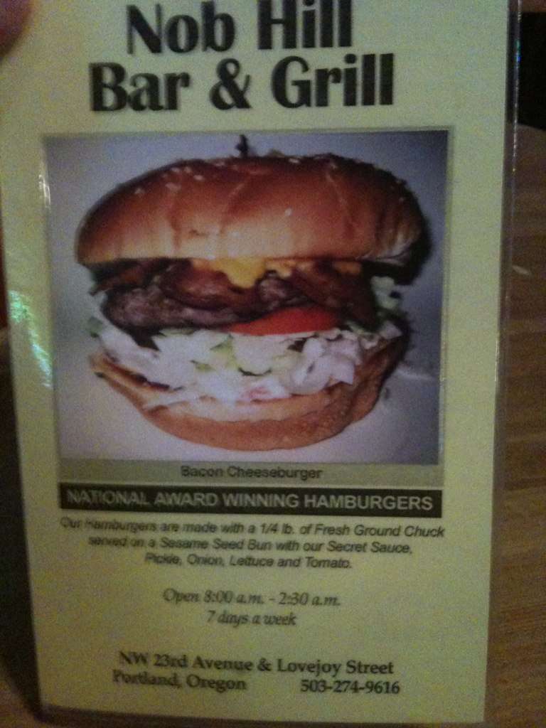 Nob Hill Bar & Grill a Portland: Foto del Menu con Prezzi - Urbanspoon ...