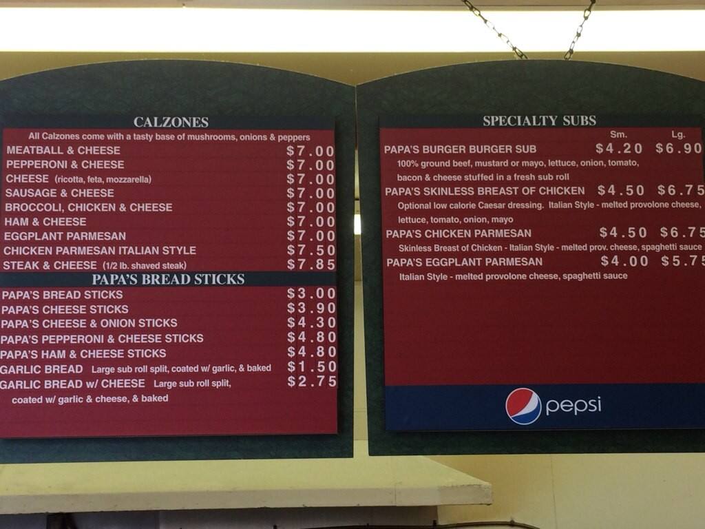 Menu at Papa Gambino's Pizzas Subs pizzeria, Bangor, 622 Hammond St