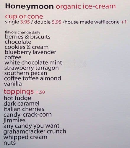 Menu at Bon Bon desserts, Mill Valley