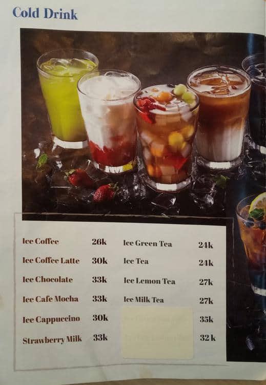 Menu at Mos Cafe, South Jakarta, Jalan Melawai Raya N0.29