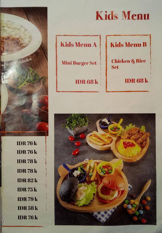 Menu at Mos Cafe, South Jakarta, Jalan Melawai Raya N0.29