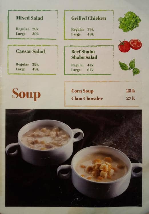 Menu at Mos Cafe, South Jakarta, Jalan Melawai Raya N0.29