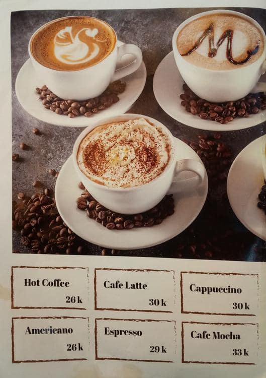 Menu at Mos Cafe, South Jakarta, Jalan Melawai Raya N0.29