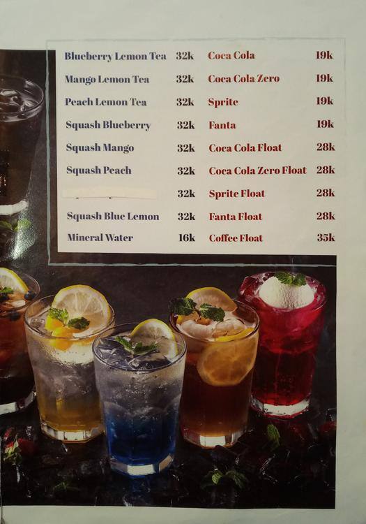 Menu at Mos Cafe, South Jakarta, Jalan Melawai Raya N0.29