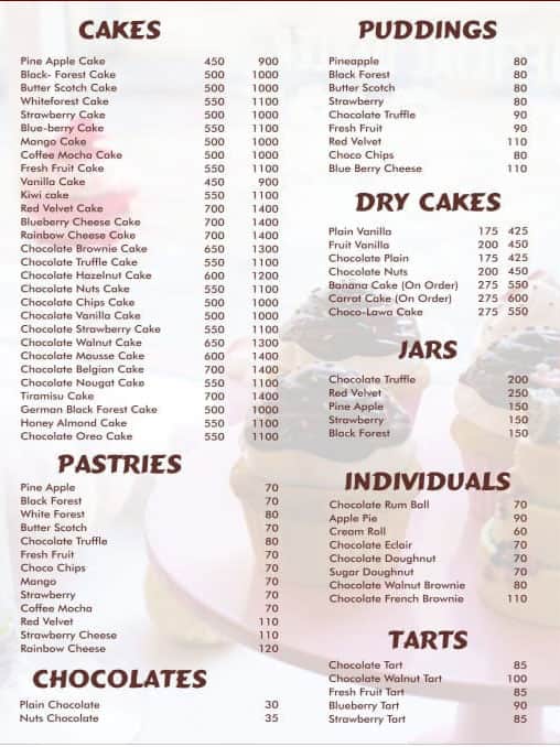 Menu of Box Of Cake, Sector 35, Faridabad