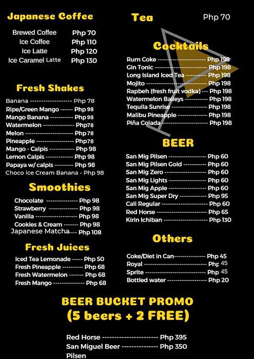 Menu at Fuwa Fuwa Cafe, Parañaque, Aguirre