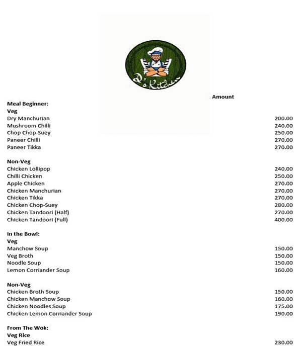 Menu of D's Kitchen, Borivali West, Mumbai