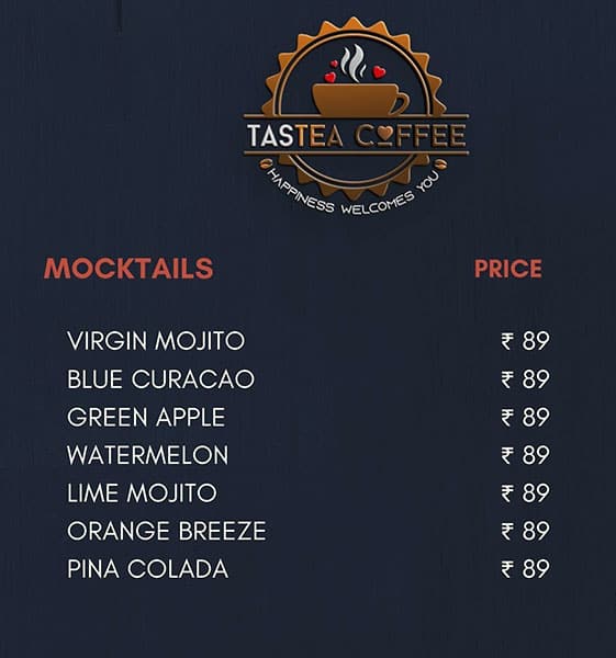 Menu at TASTEA COFFEE, Hyderabad