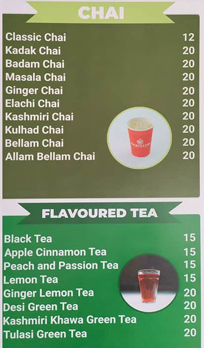 Menu of Chai Club, Attapur, Hyderabad