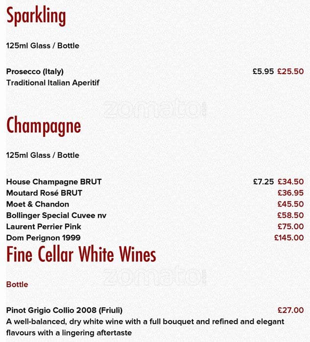 Menu at Ferraris Italian Restaurant Bexley, Bexley, 2 Bexley High St