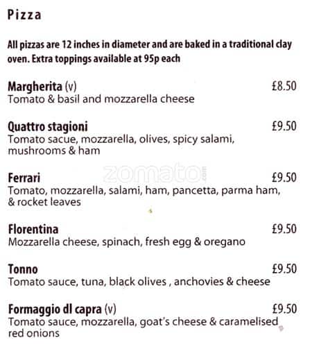 Menu at Ferraris Italian Restaurant Bexley, Bexley, 2 Bexley High St