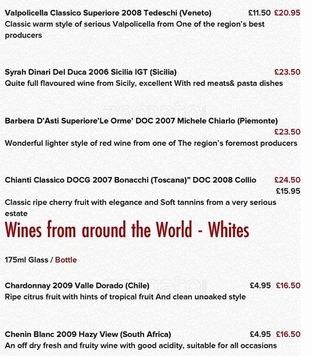 Menu at Ferraris Italian Restaurant Bexley, Bexley, 2 Bexley High St