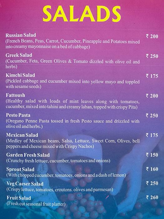 Menu at Art Cafe, Jaipur, 135