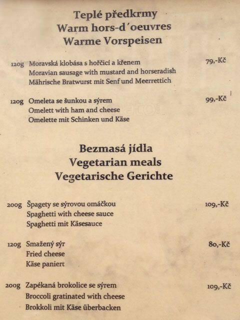 Menu at 3+3+3 U tří zlatých trojek restaurant, Prague