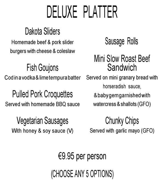 Menu at Dakota pub & bar, Dublin