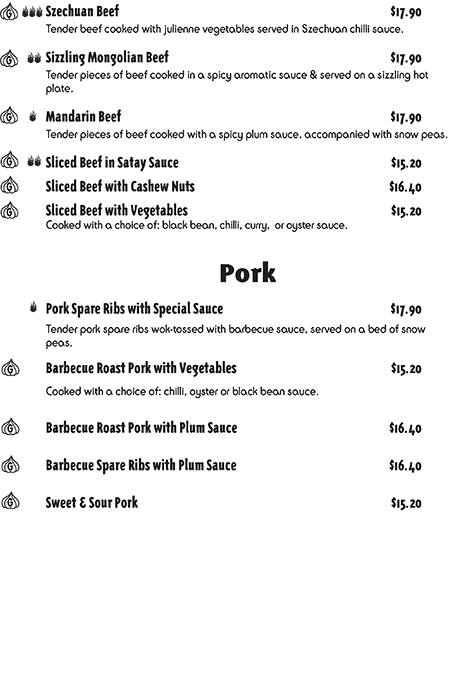 Menu at Seven Stars restaurant, Bentleigh East