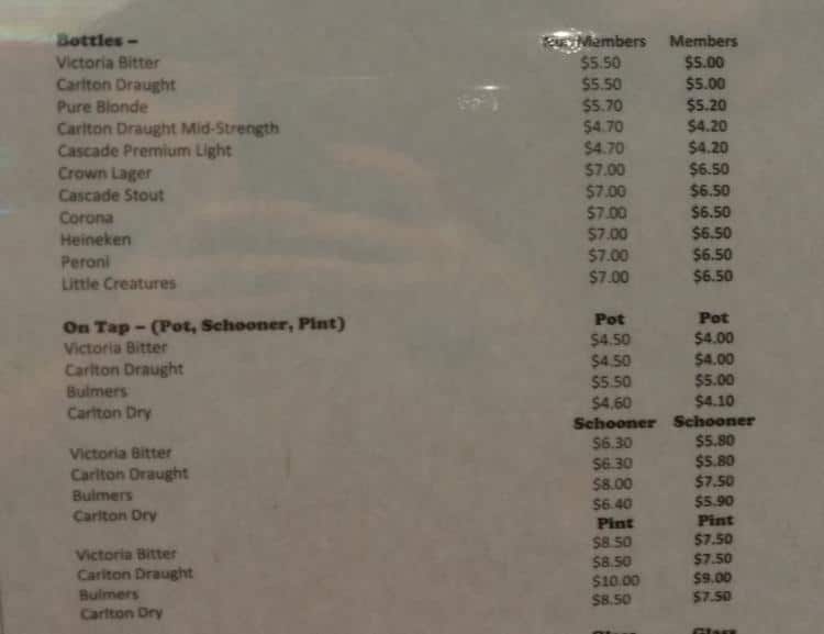 Menu at Spectrum On Chapel pub & bar, Prahran