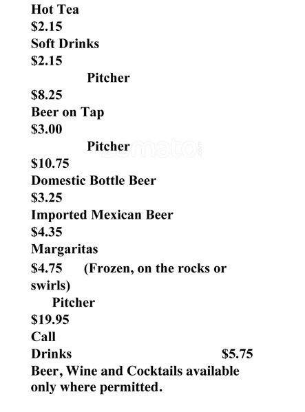 Menu at Cafe Pulido's, Arlington