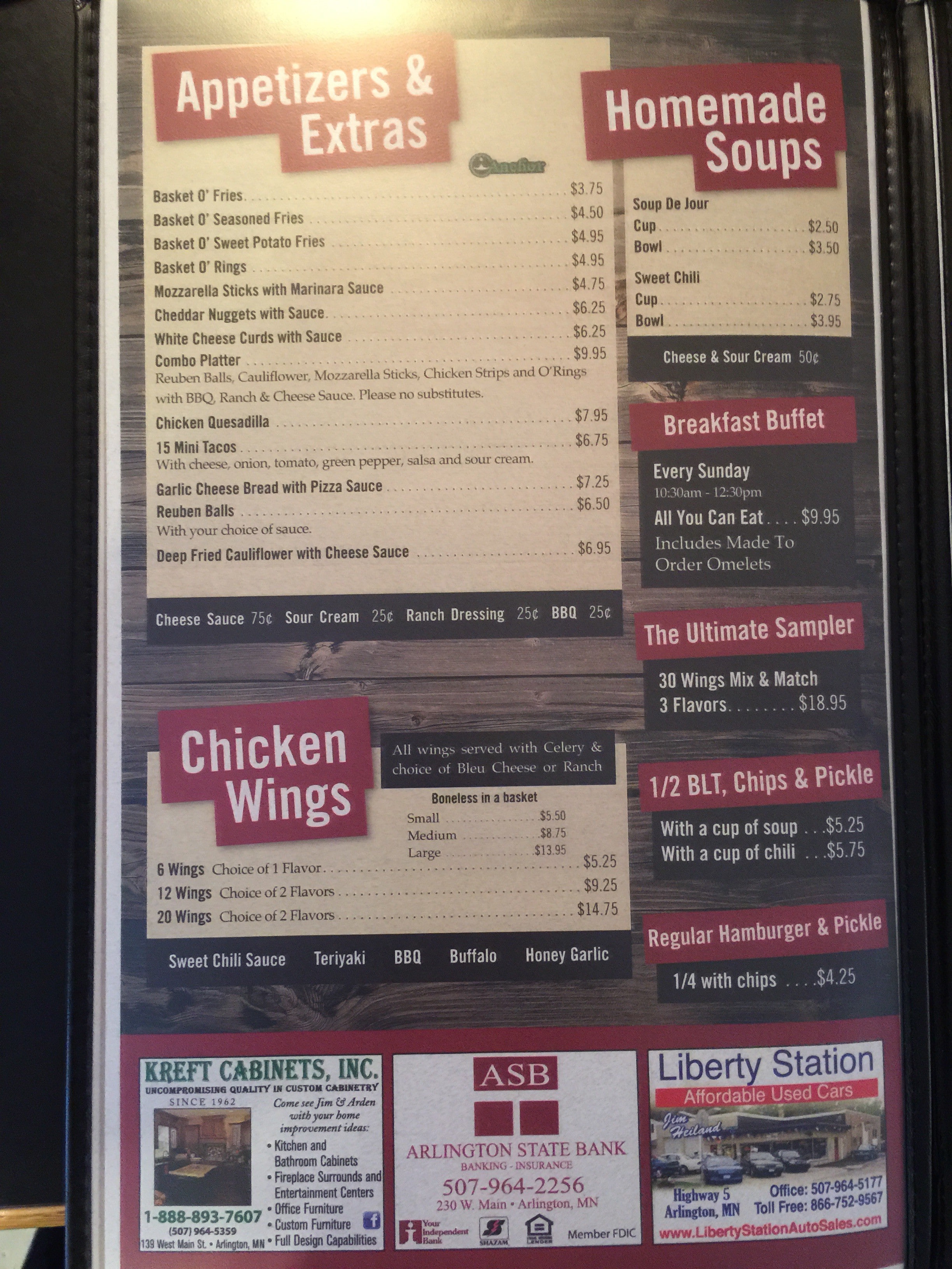 Menu at Arlington Haus pizzeria, Arlington