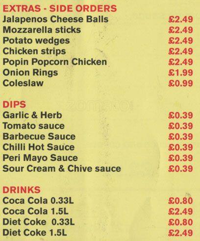 Menu at Rax Pizza, London