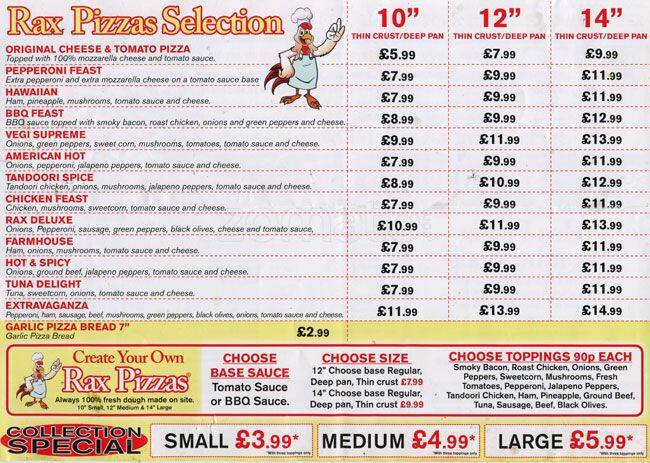 Rax Pizza Menu, Menu for Rax Pizza, Wandsworth, London - Zomato UK