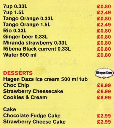 Menu at Rax Pizza, London