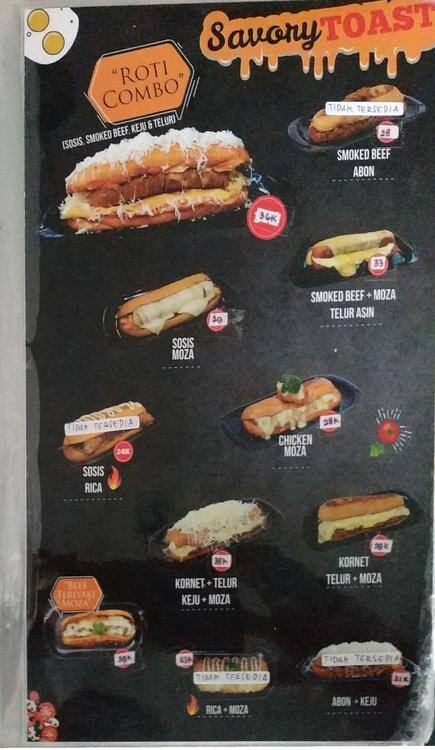 Menu at Roti Bakar 543 restaurant, Tangerang
