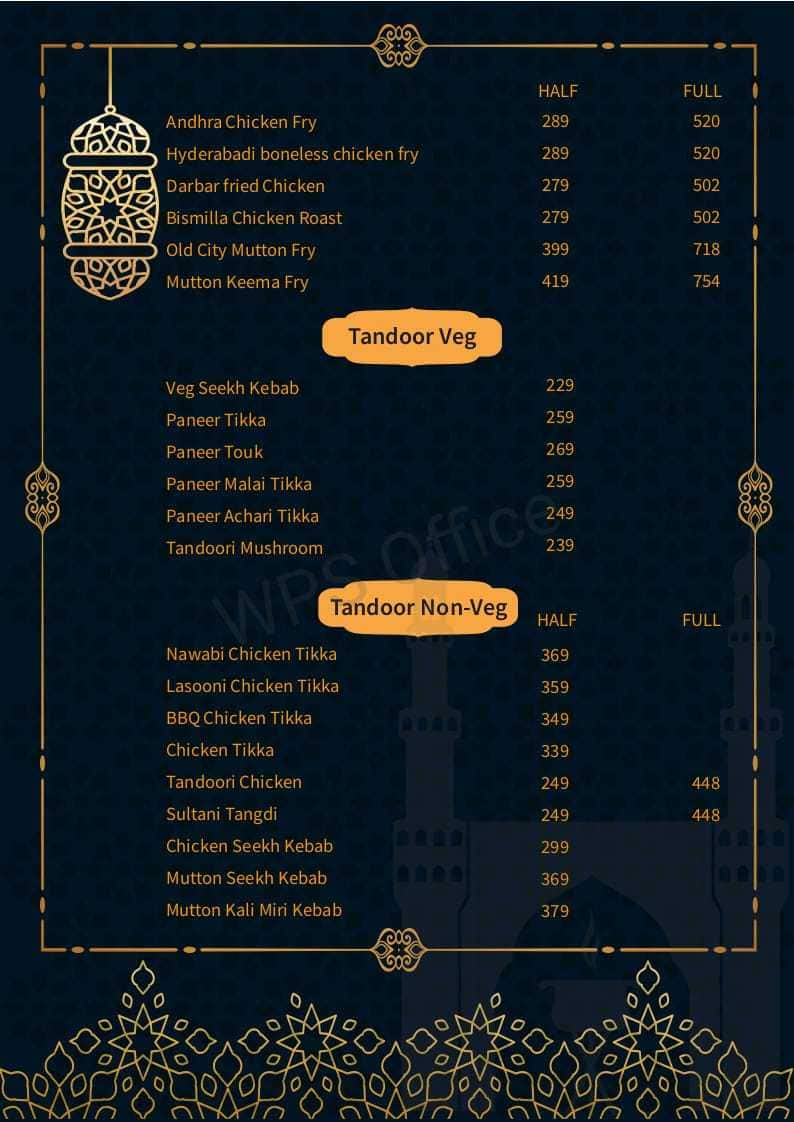 Menu at Hyderabad Darbar, Pimpri-Chinchwad, Shop no 3