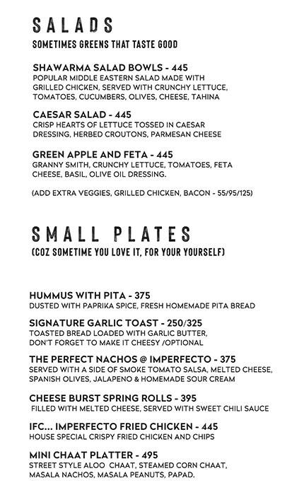 Menu of Imperfecto Boutique, Sector 14, Dwarka, New Delhi