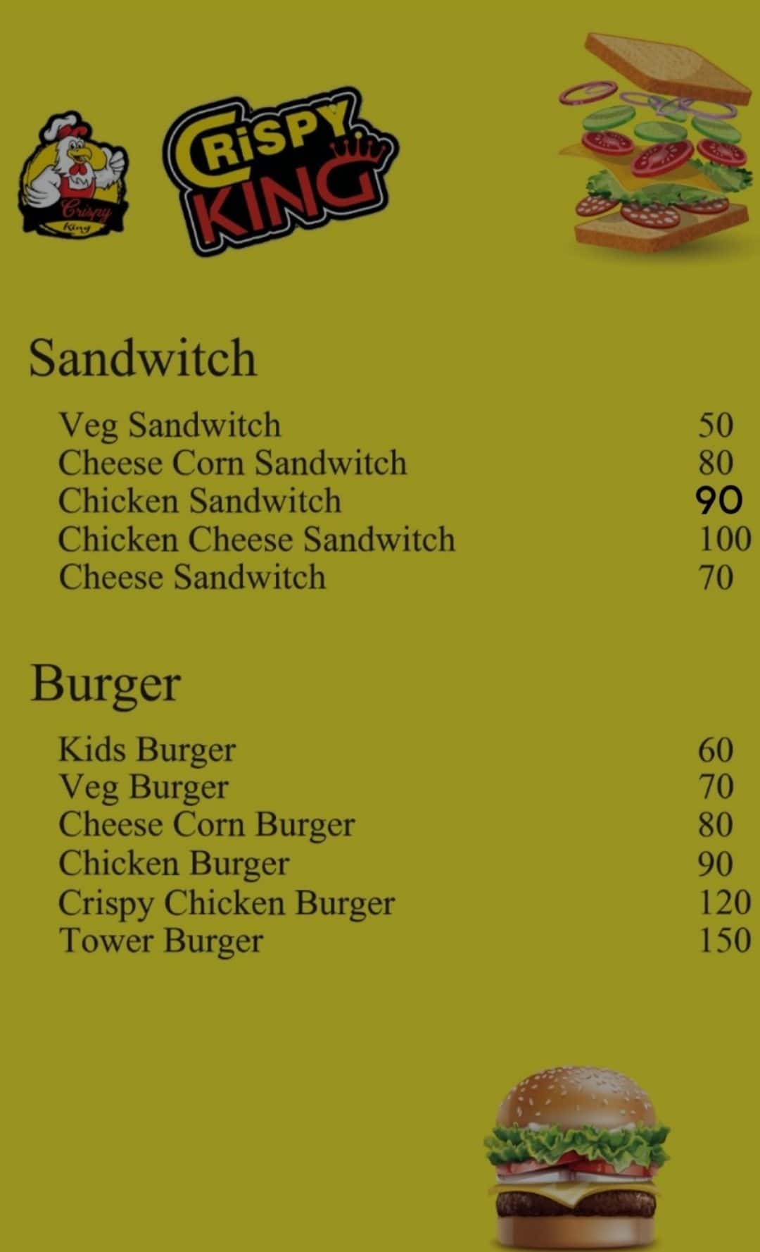 Menu of Crispy King, Podanur, Coimbatore