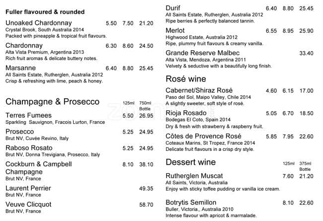 Menu at Paternoster pub & bar, London, 2-4 Queens Head Passage