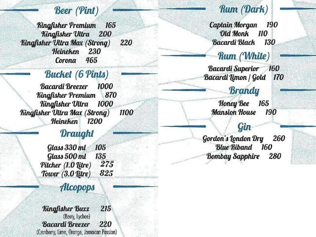 Menu at Frozen Monkey, Pune, E Square Multiplex