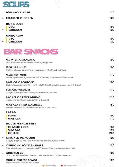 Menu at Frozen Monkey, Pune, E Square Multiplex