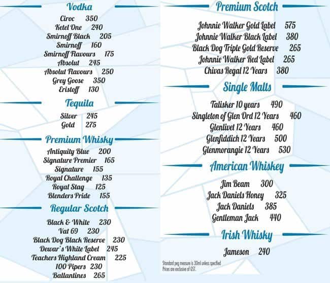 Menu at Frozen Monkey, Pune, E Square Multiplex