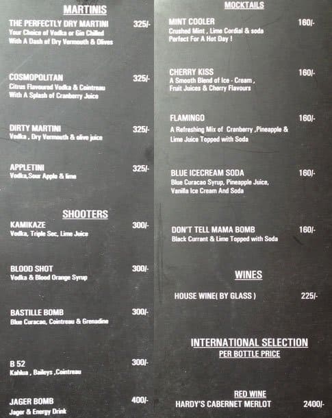 Menu at Don't Tell Mama Fine Dine Restaurant, Pune, The Elite Suites
