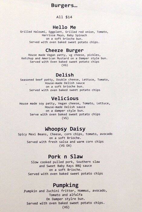 Menu at Dear Daisy fast food, Forestville