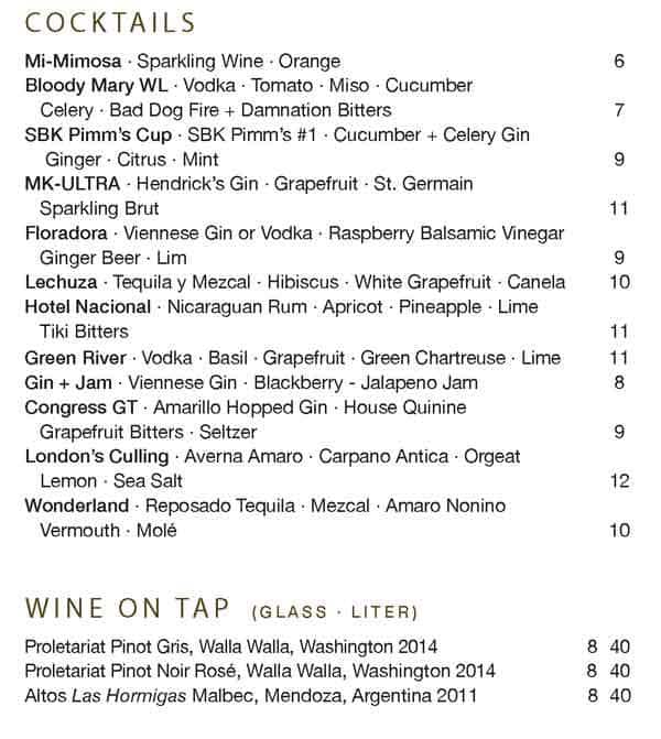 Menu at Second Bar + Kitchen, Austin, The Austonian